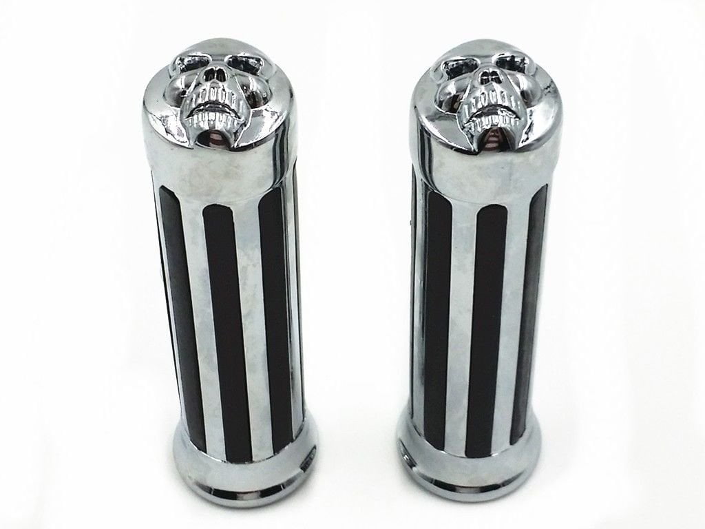 1" 25mm Skull Handlebar HAND GRIPS Handgrip Grip For Harley Kawasaki ...