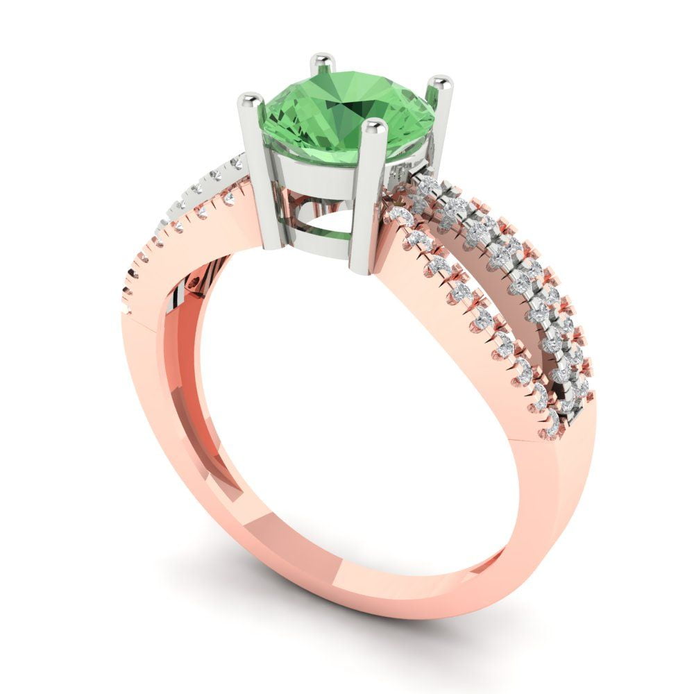 1.27ct Round Cut VVS1 VVS1 Genuine Conflict free Green Zircon Solid 18k White Rose Gold Designer ...