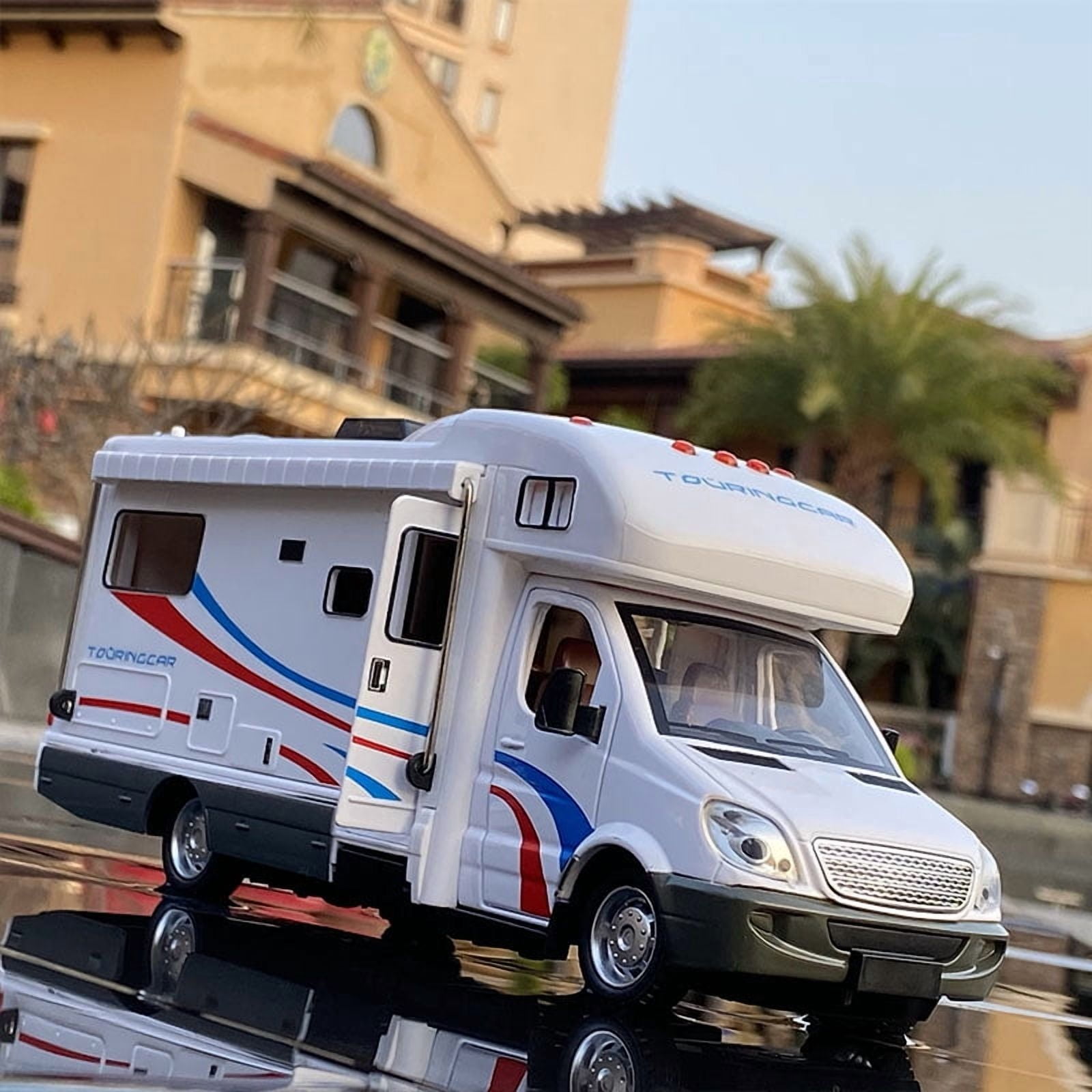 1:28 Diecast Luxury RV Recreational Vehicle Car Model Metal Camper Van ...