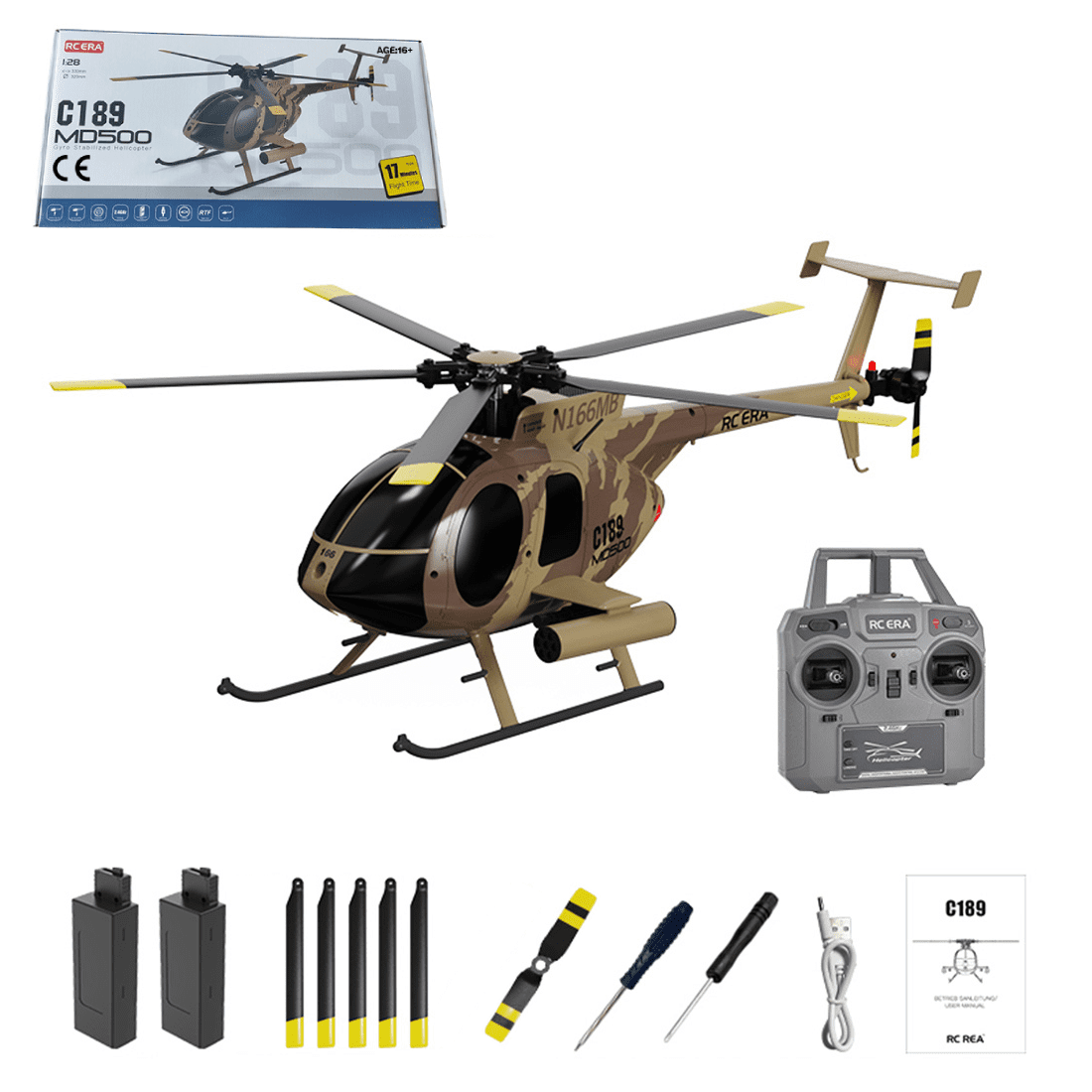 1/28 MD500 C189 Little Bird Helicopter Model, 2.4G 4CH Single-Rotor ...