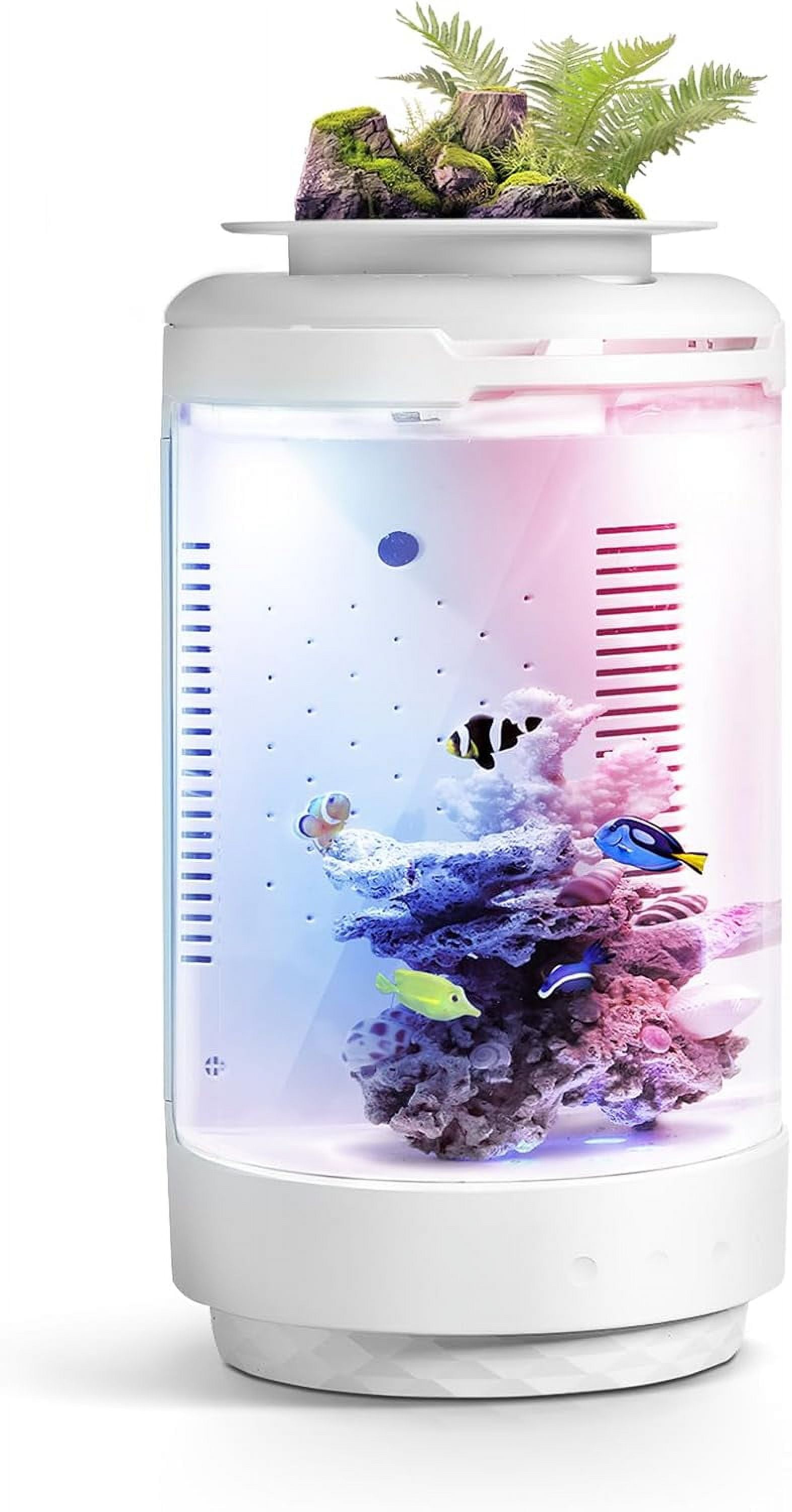 1.2Gal Small Fish Tank with Plant Pot, All-in-one Desktop Aquarium Kit ...