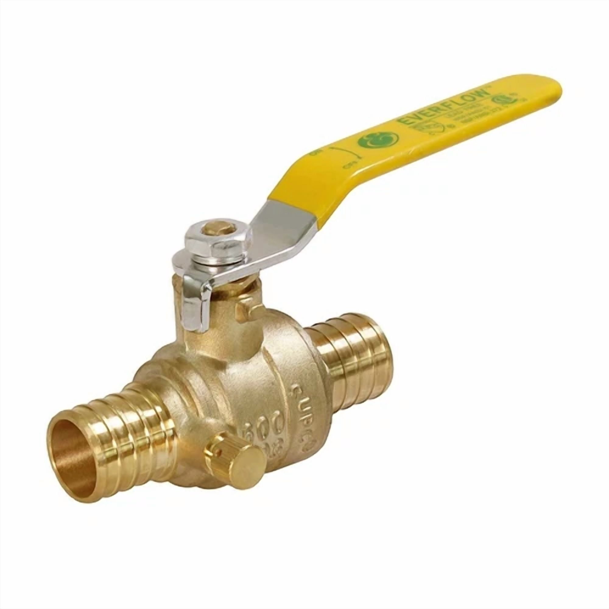 1/2In Full Port Pex Barb Ball Valve Water Shut Off Drain Brass Pipe ...