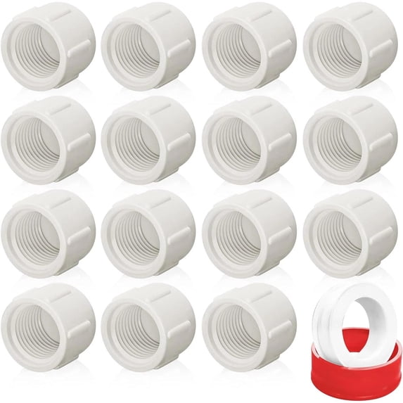 1/2In NPT PVC Pipe End Cap Plug Fitting Adapter, 15Pcs White PVC Pipe ...