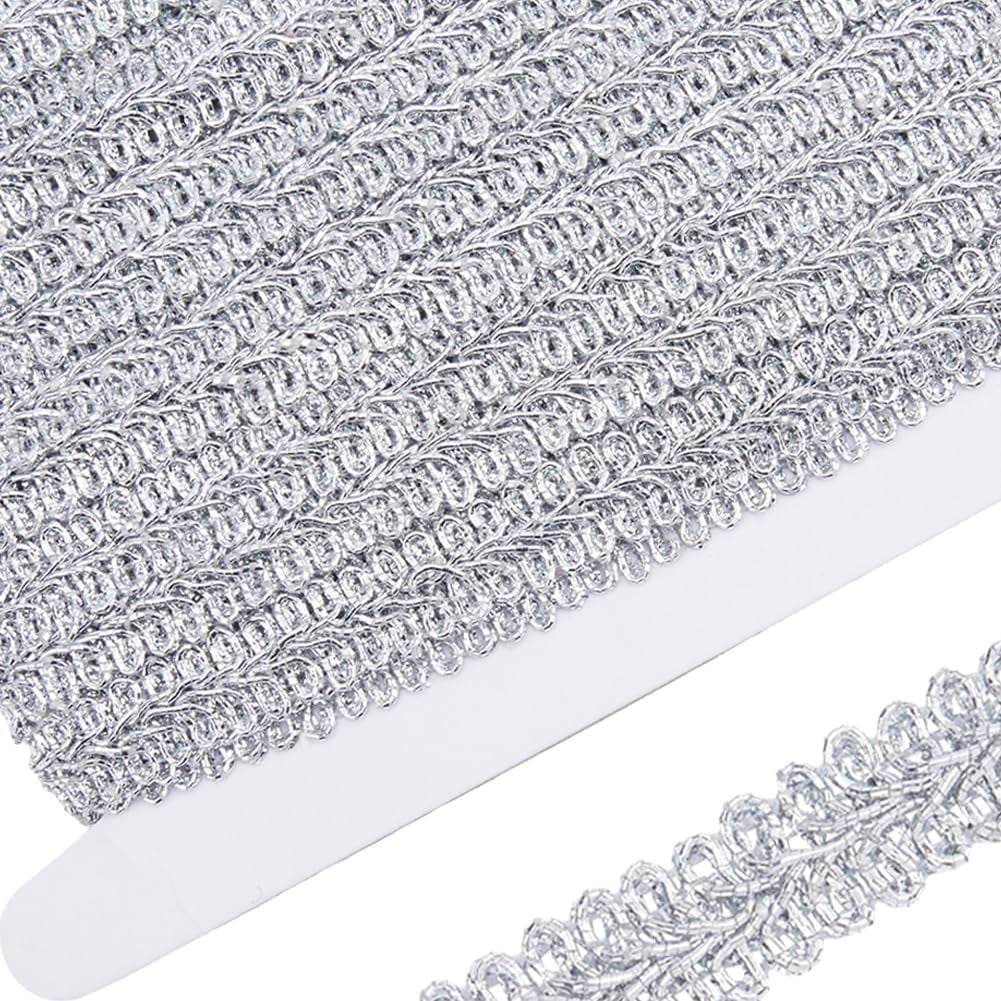 1/2Inch 15Yards Metallic Lace Trim Embroidered Silver Centipede Edge ...