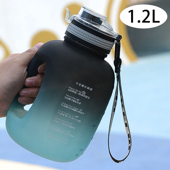 1.2L Frosted Motivational Water Bottle with Time Marker, Leakproof Wide ...
