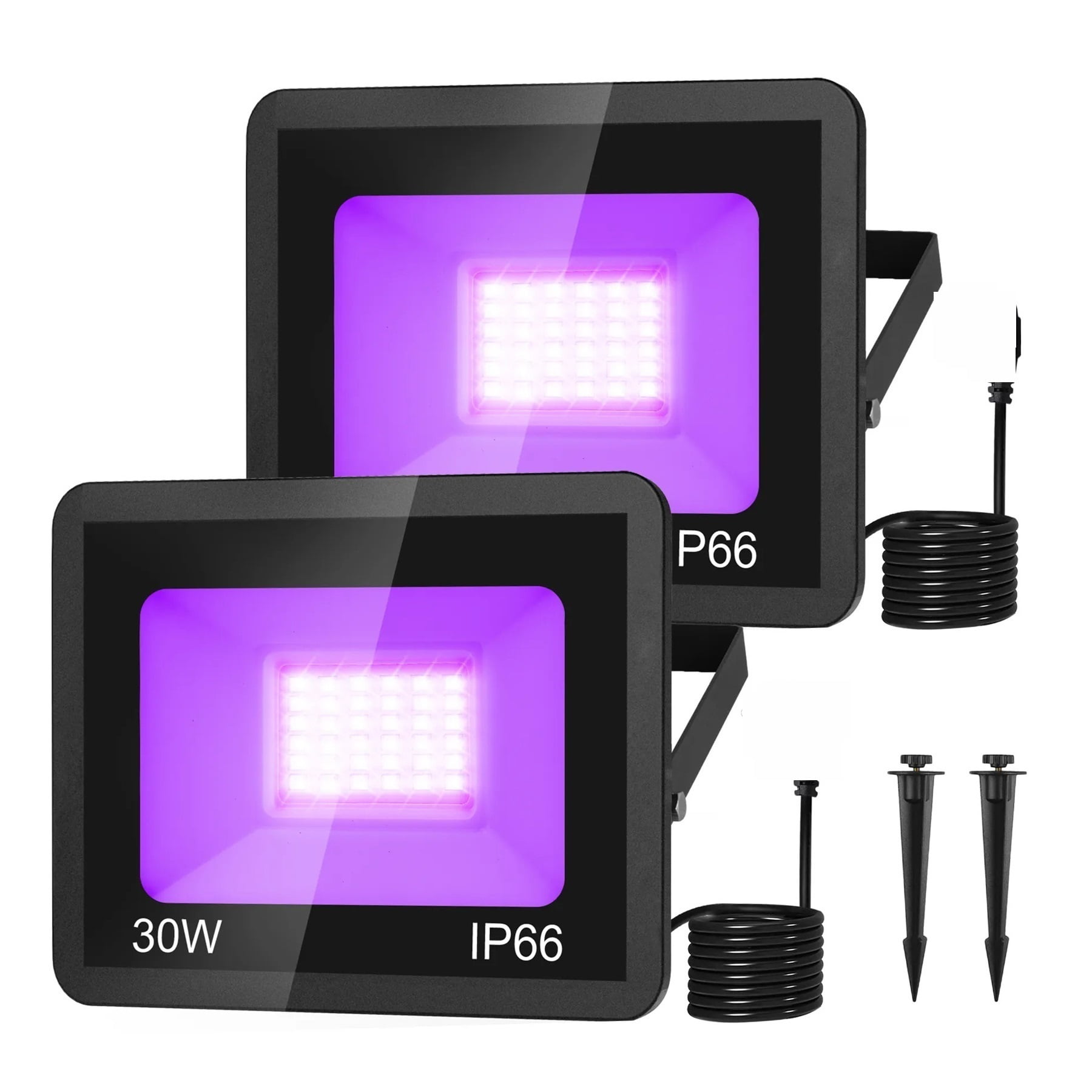 1/2PC UV Flood Light 30W Ultraviolet Fluorescent Stage Lamp Halloween ...