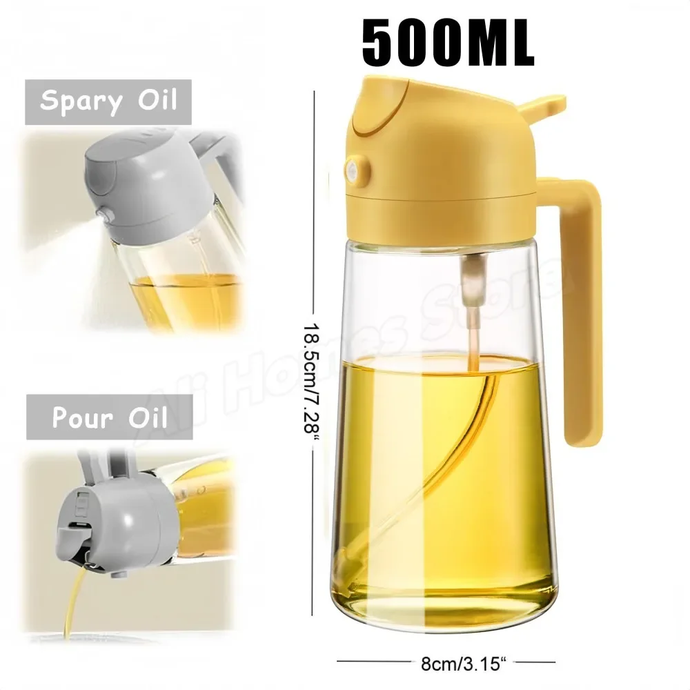 1-2PCS 2in1 Olive Oil Dispenser Bottle 500ml Plastic Oil Sprayer ...
