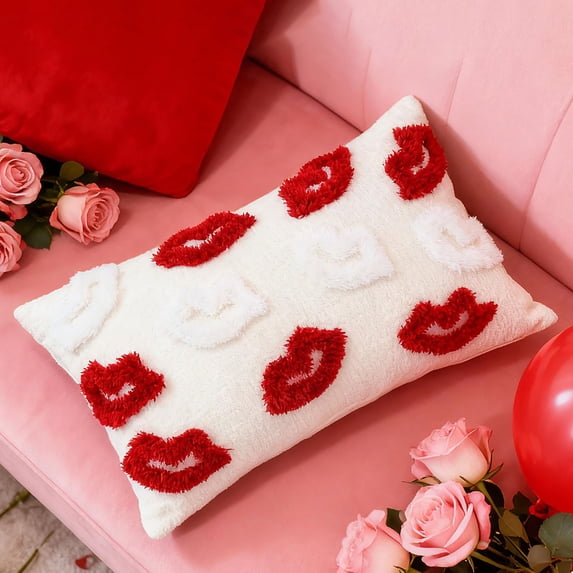 1/2PCS Valentine's Day Plush Red Lips Throw Pillow, Valentine's Day ...