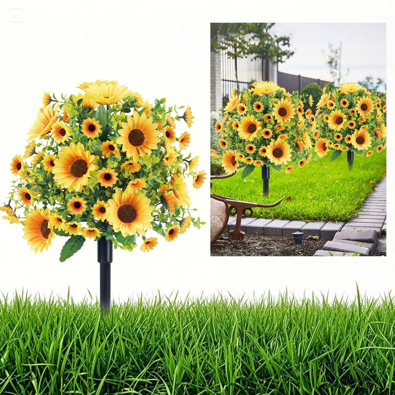 1/2PCS Violet Sunflower Topiary BallTrees Outdoor with Ground Spikes ...