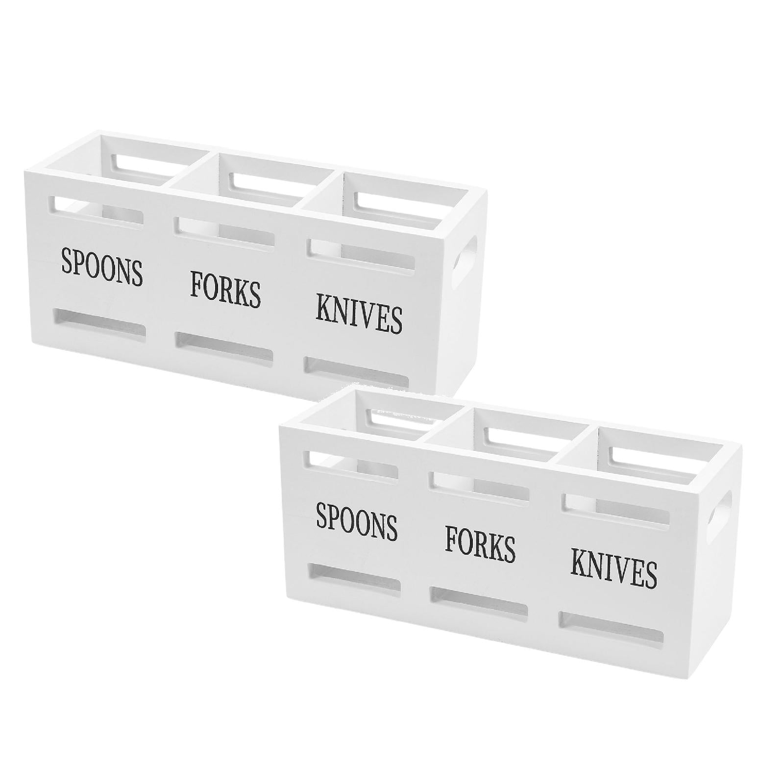 1/2PCS Wooden Caddies Flatware Cutlery Holder Kitchenware Organizer ...