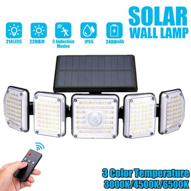 Somoreal 1/2Pack Solar Flood Lights, 5-Head Motion Sensor LED Spotlight ...