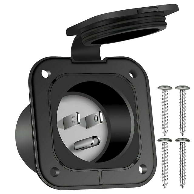 1/2Pcs 15 Amp Flanged Inlet 125V Premium NEMA 5-15 RV Shore Power Receptacle with Front and Back ...