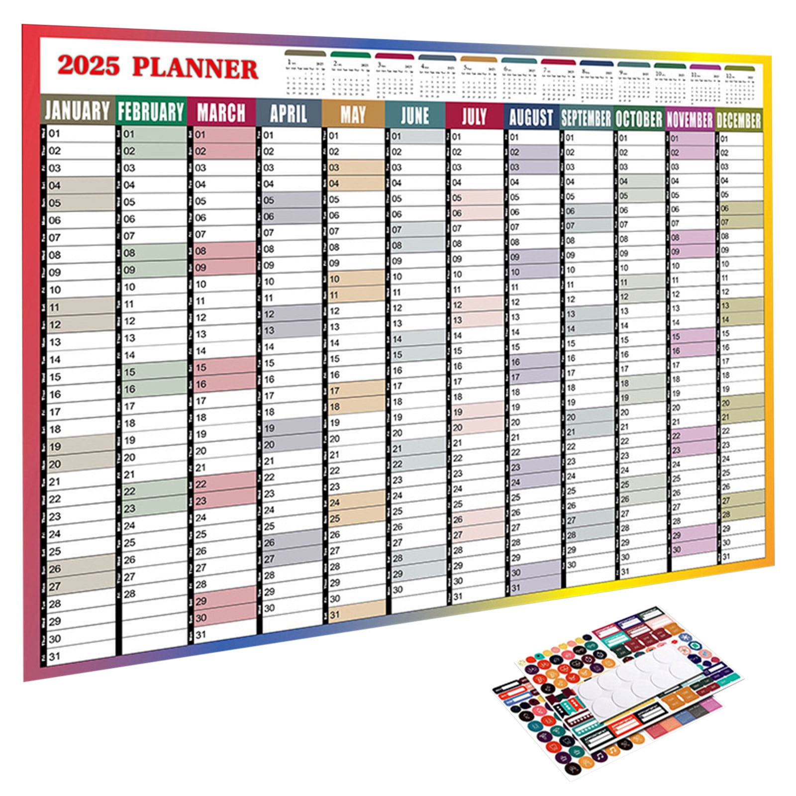 1/2Pcs 2025 Full Year Wall Calendar ,Full Year To View Calendar Family ...