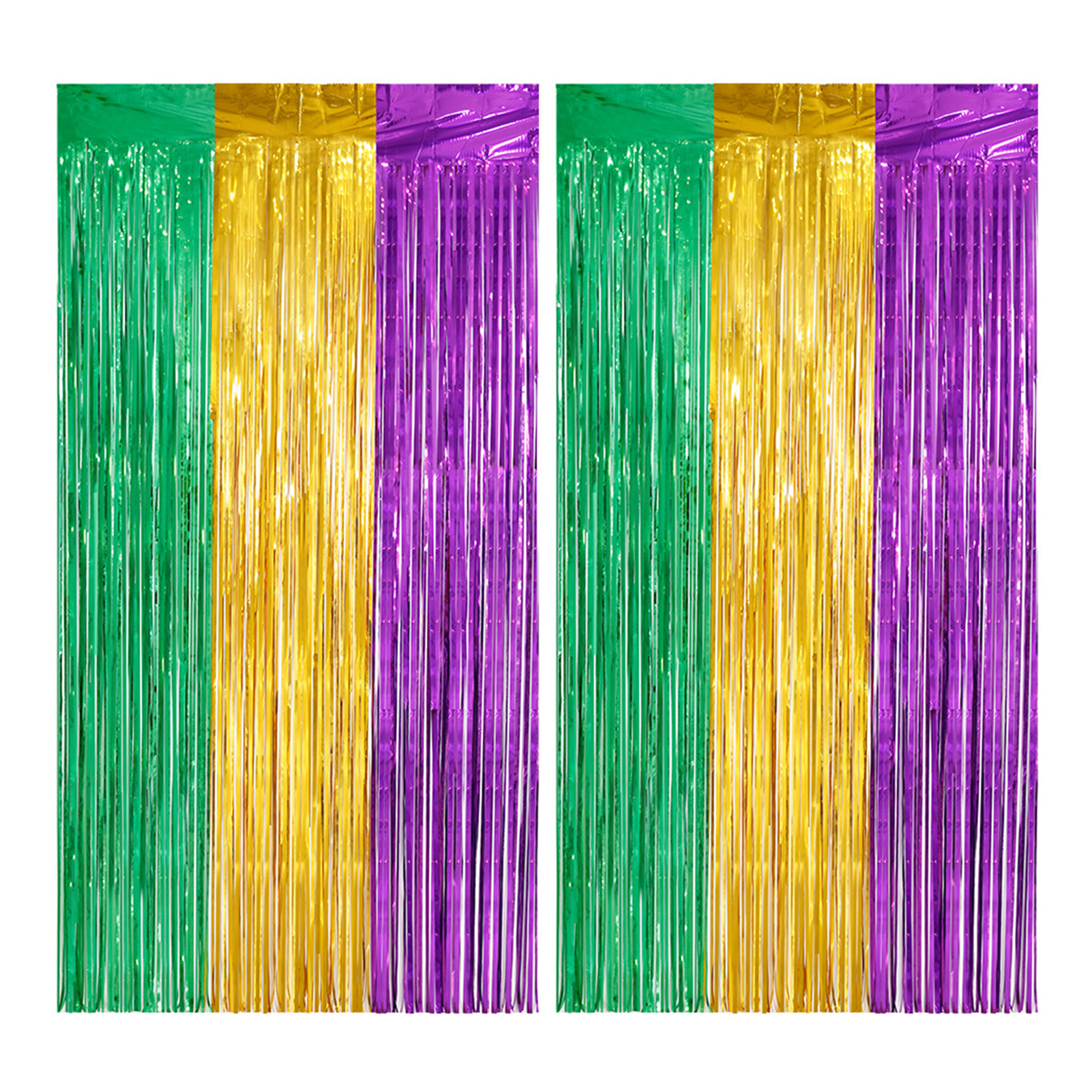 1/2Pcs Carnival Fringe Curtain Metallic Green Yellow Purple-color Foil ...