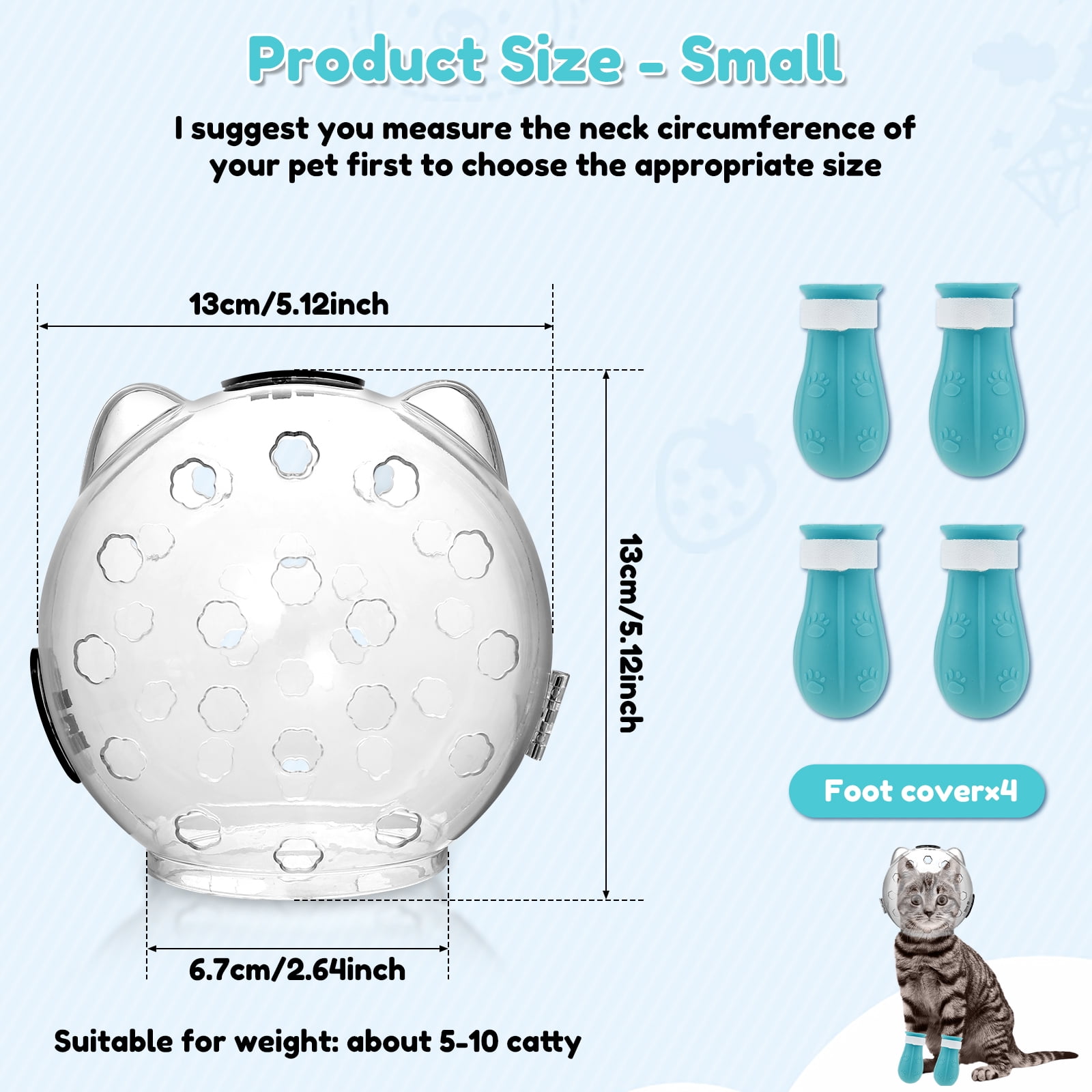 1/2Pcs Cat Muzzle Pet Grooming Cover Accessory Anti-bite Anti-Licking ...