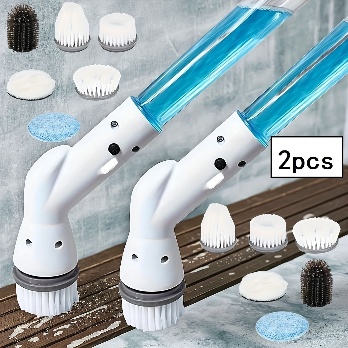 1/2Pcs Cordless Electric Spin Scrubber, Detachable Handle Cleaning ...