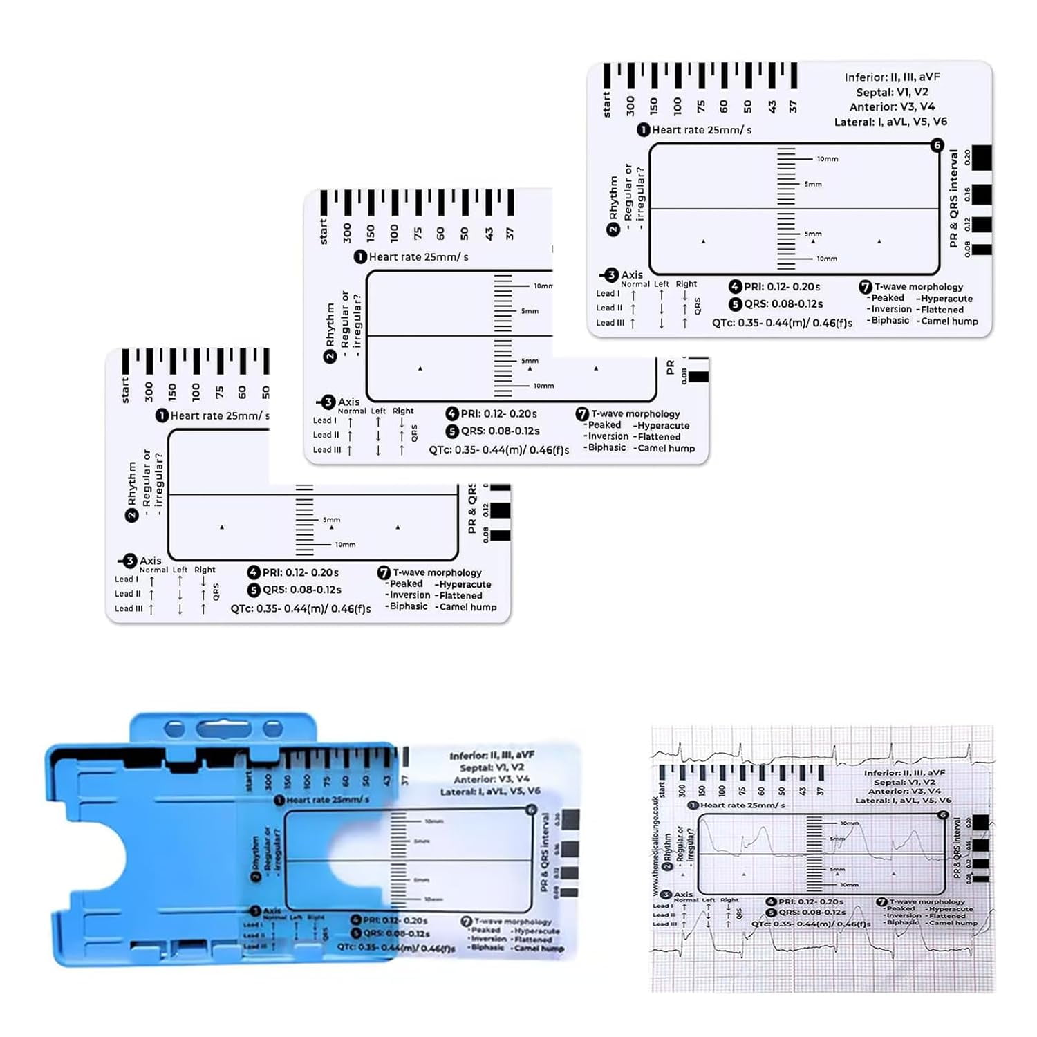 1/2Pcs ECG 7 Step Ruler, ECG 7 Step Ruler for ECG/EKG Interpretation, ECG Ruler Plastic ...