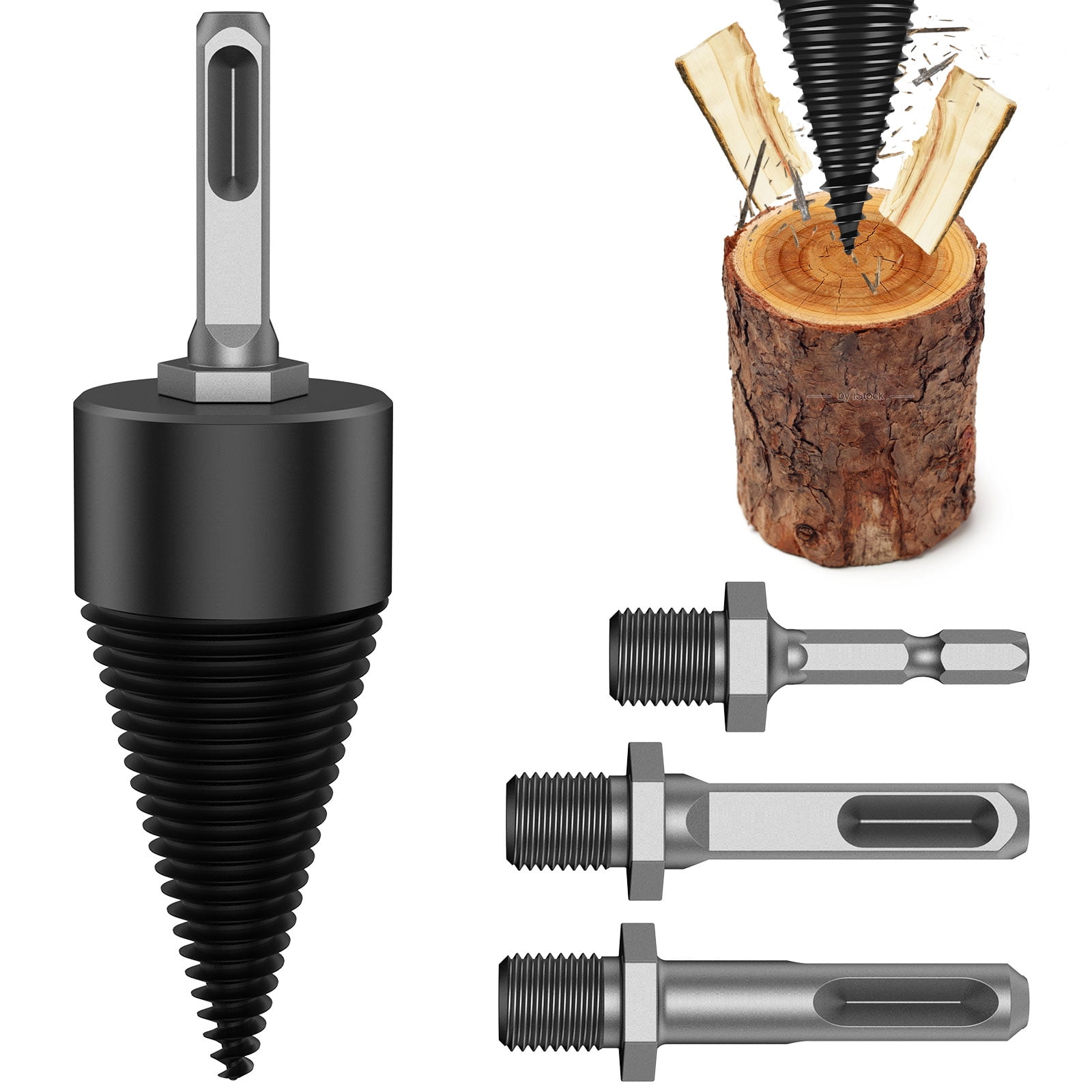 1/2Pcs Firewood Log Splitter 32mm 42mm High-Carbon Steel Wood Log Drill ...