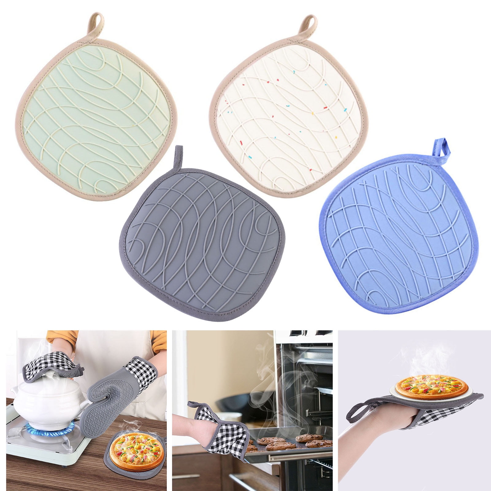 1/2Pcs Insulation Pad Silicone Pot Holders Non-Slip Heat-resistant ...
