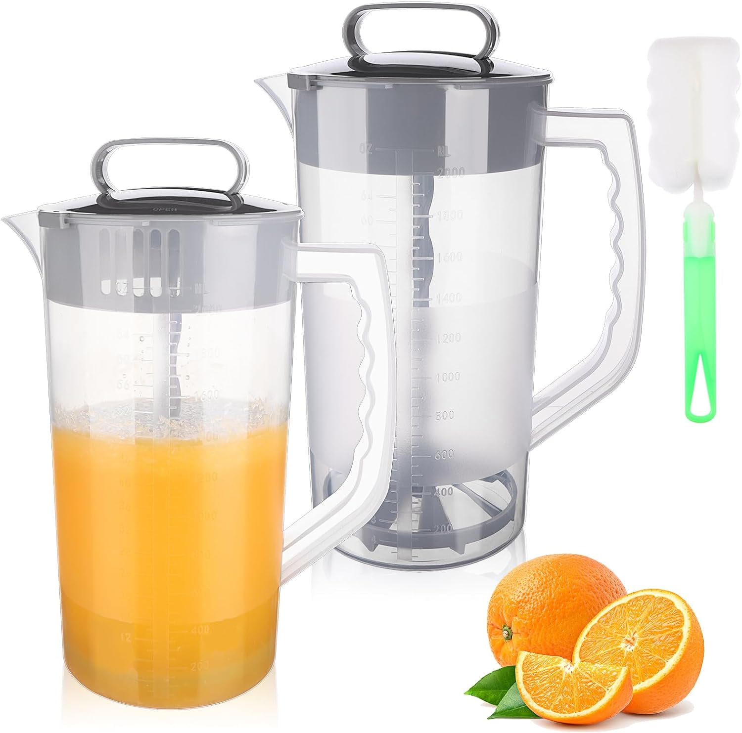 1/2Pcs Mixing Pitcher,67oz PP Water Pitcher with Lid,Easy-Mix Juice ...