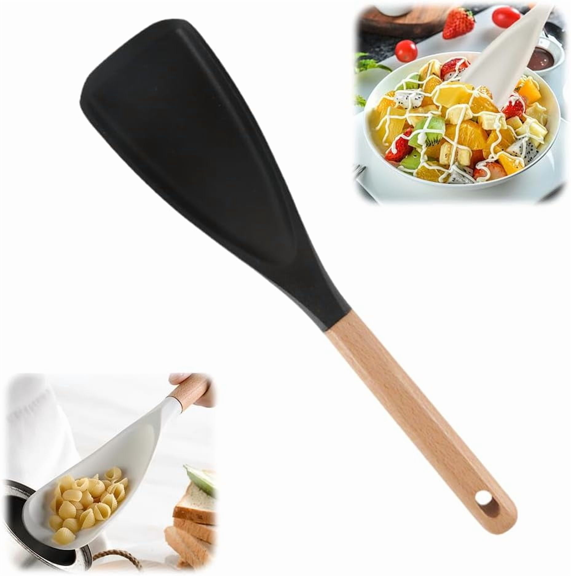 1/2Pcs Multifunction Spatula Cooking Spoon with Wood Handle and ...