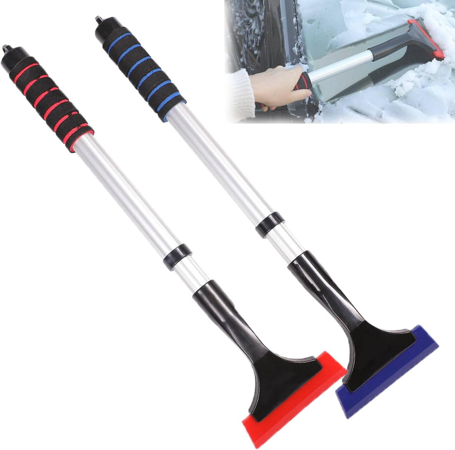 1/2Pcs Snow Brush for Car Window, Extendable Snow Brush Extends to 24 ...