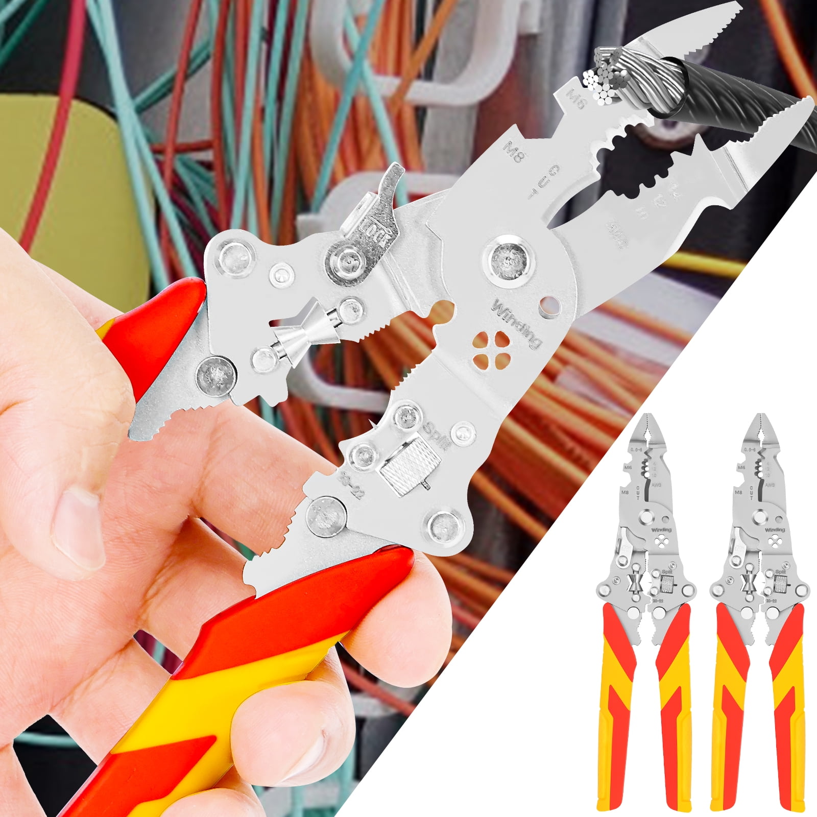 1/2Pcs Wire Stripper Pliers 14 in 1 Multifunctional Cable Peeling Plier ...