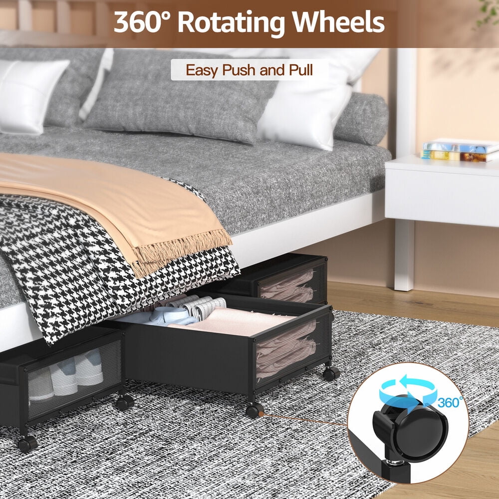 1/2X Under Bed Storage Containers with Wheels Rolling Underbed Storage ...