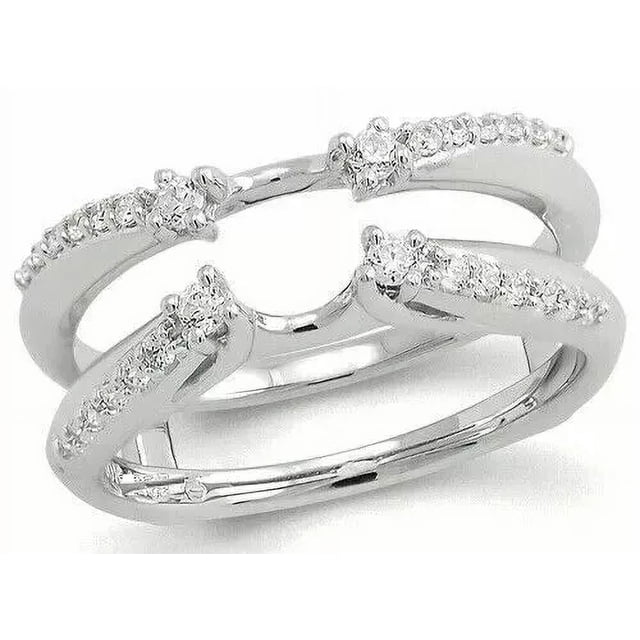 1.2ct Lab Created Diamond Wedding Enhancer Wrap Guard Ring 14k White ...