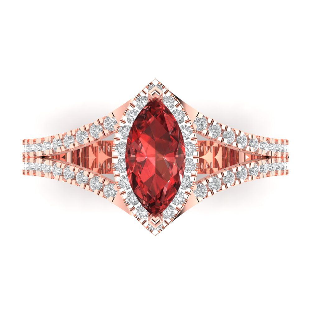 1.2ct Marquise Cut Red Natural Garnet 18k Pink Rose Gold Engraving ...