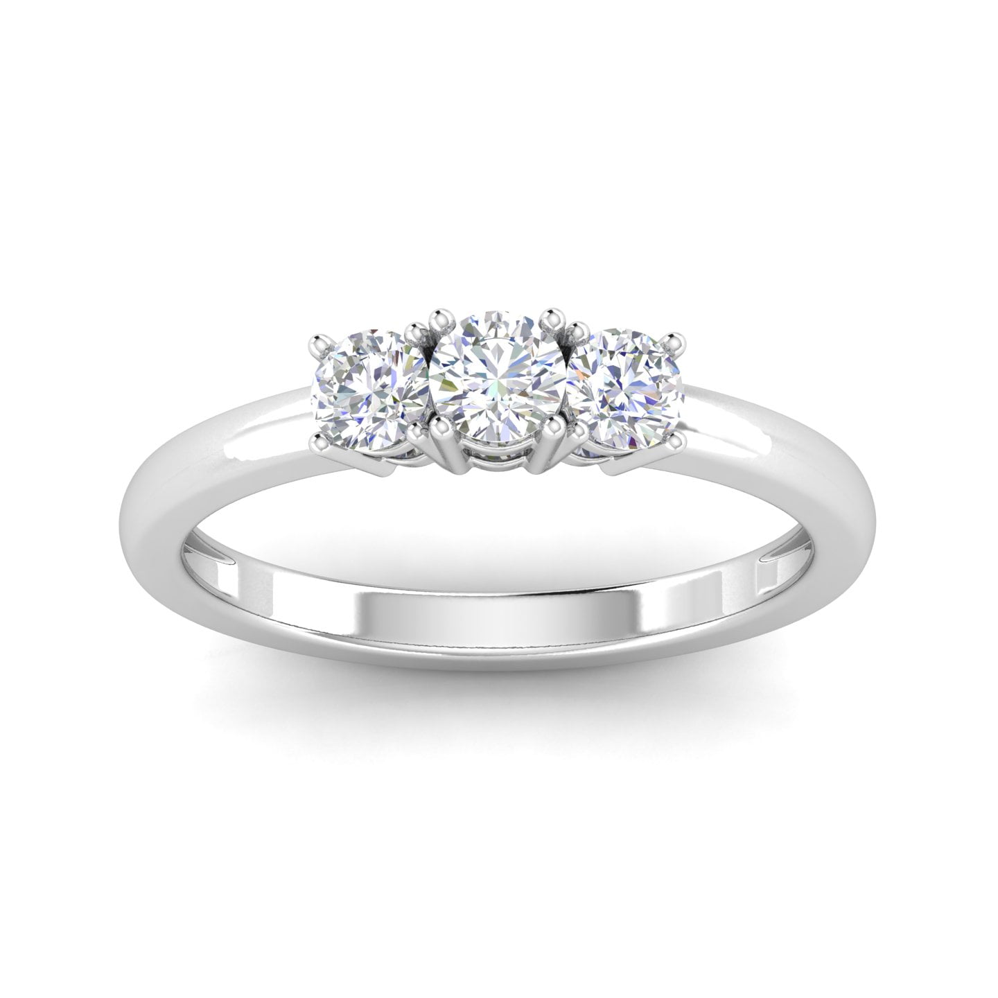 1/2ctw Diamond Three Stone Anniversary Ring in 10k White Gold (G-H, I2 ...