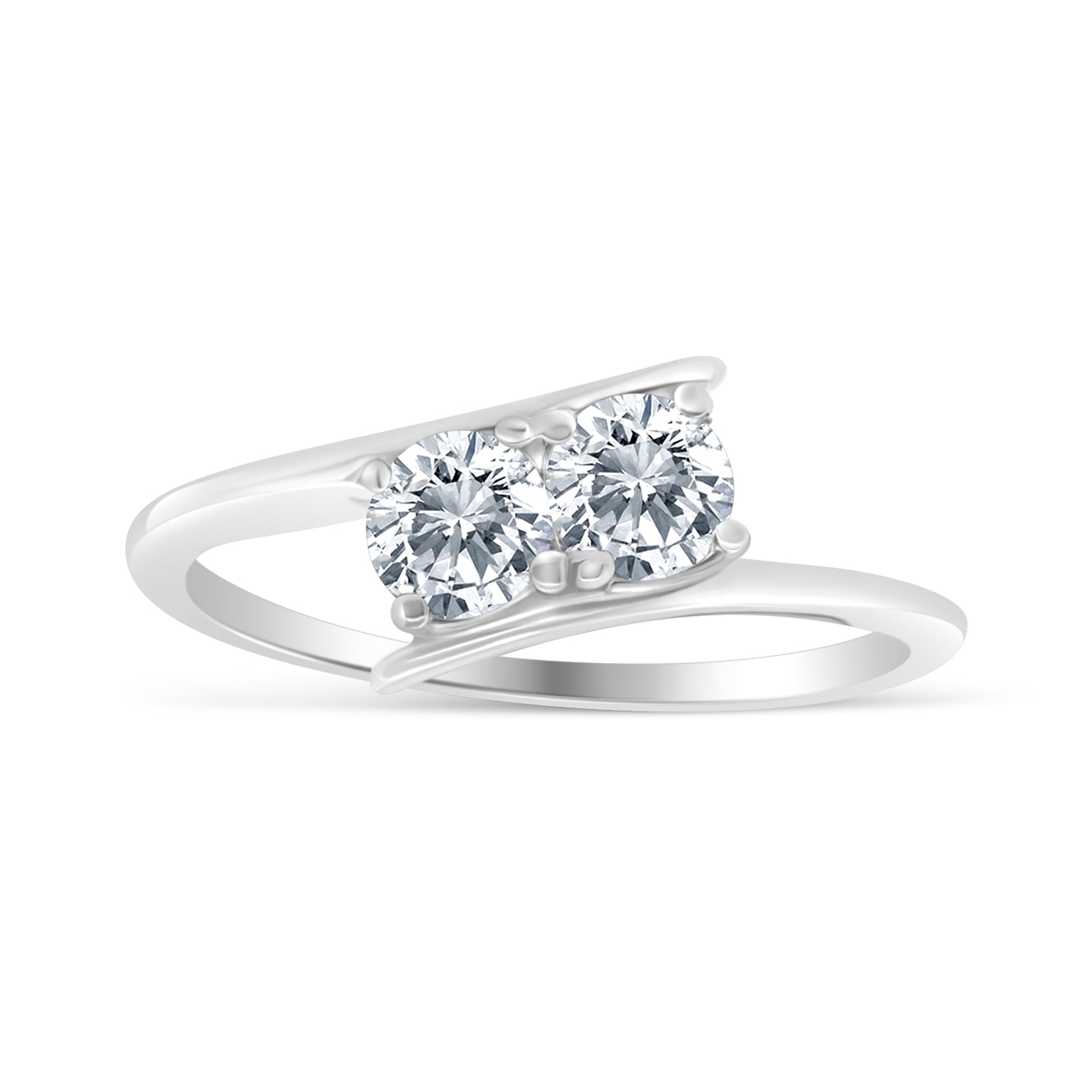 1/2ctw Diamond Two Stone Solitaire Engagement Ring in 10k White Gold (G ...