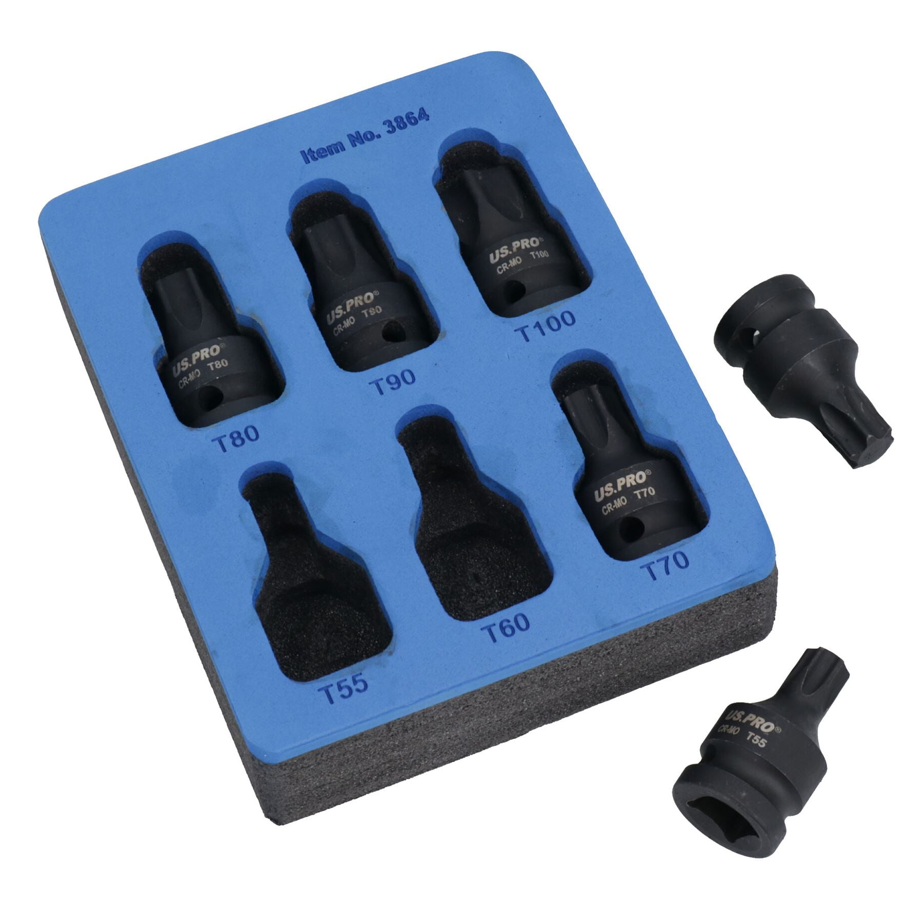 1/2in Drive Male Torx Star Impacted Impact Shallow Sockets T55 – T100 6pc - Walmart.com