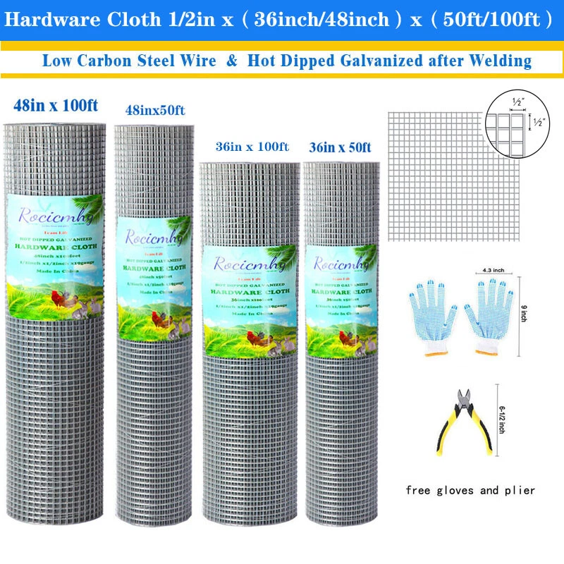 1/2in Hardware Square Metal Wire Roll Galvanized Welded Chicken Wire ...