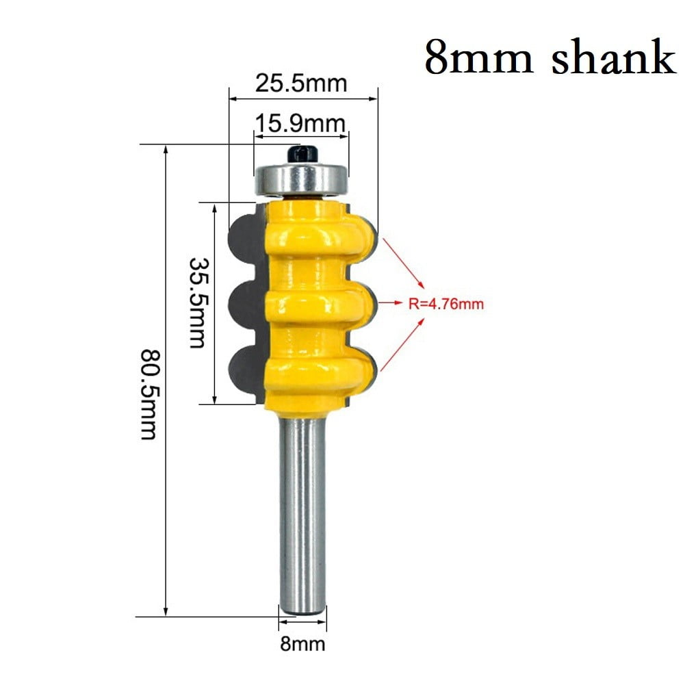 1/2in shank 12mm 8mm Triple Bead Column Molding Router Bit Tenon ...