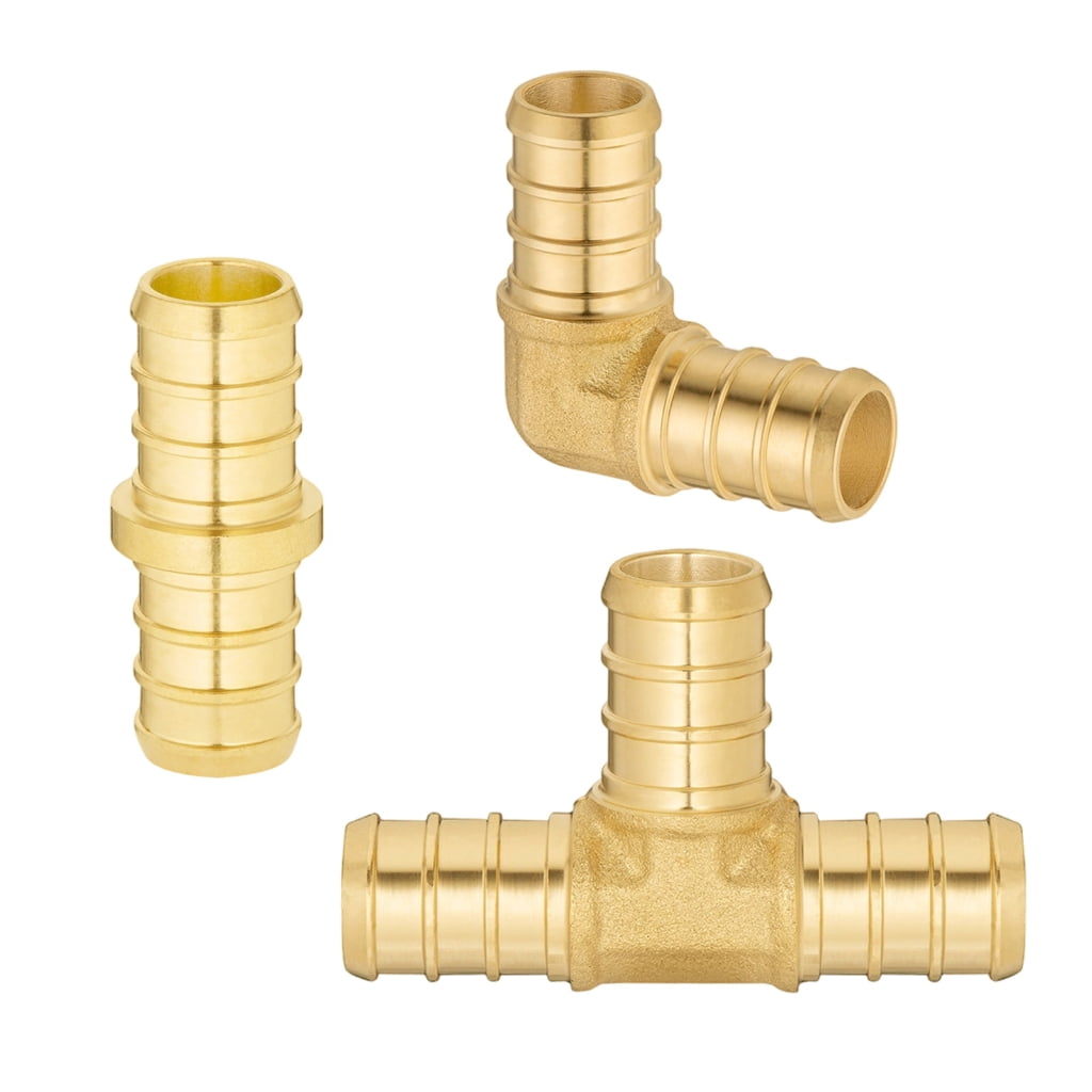 1/2inch Elbow Tees Straight Couplings Set Heavy Duty Brass Crimp ...