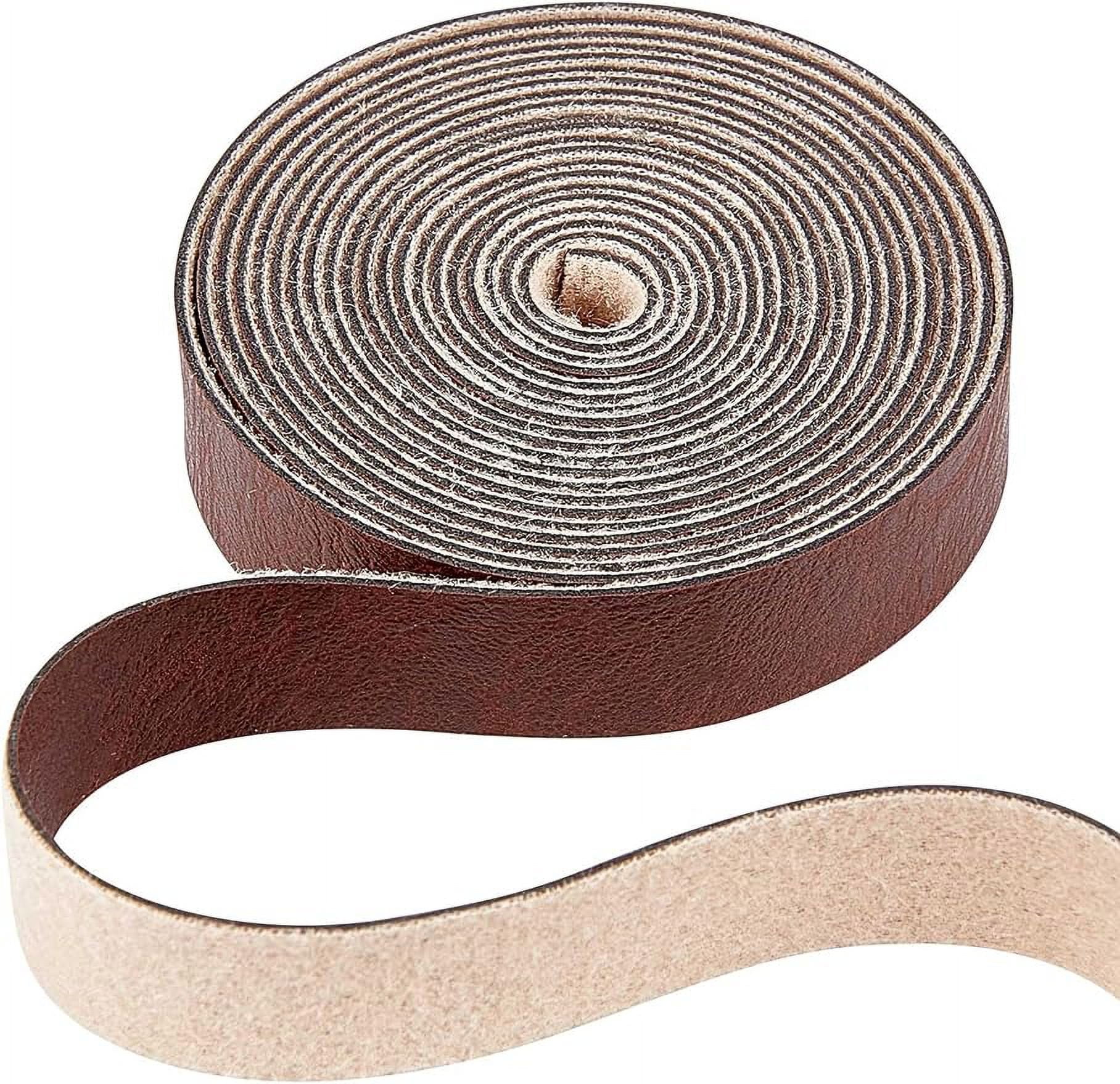 1/2inch Wide Faux Grain Buffalo Leather Strips 79inch Long Brown Flat ...