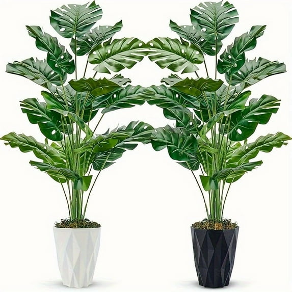 1/2pcs 28-Inch Large Indoor Artificial Plants with White/Black Flower ...