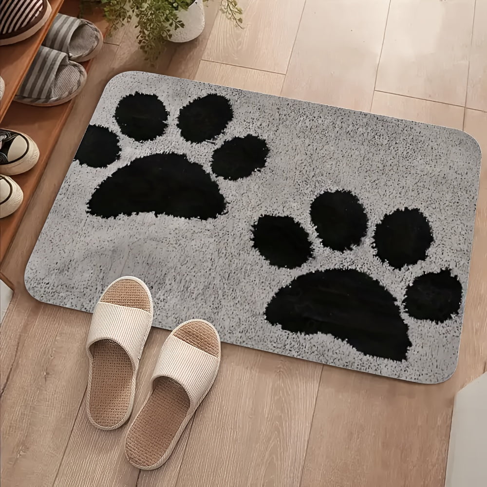 1/2pcs 2DFlat Dog Paw Print Welcome Mat, Flannel Non-slip, Water ...