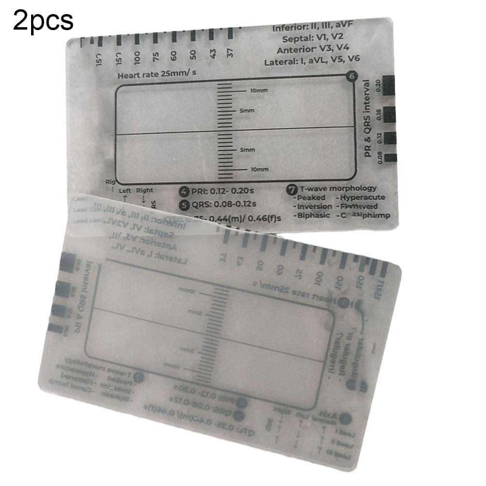 1/2pcs 7 Step Ruler ECG Interpretation Measurement Tool Transparent Caliper Heart Rate Scale ...