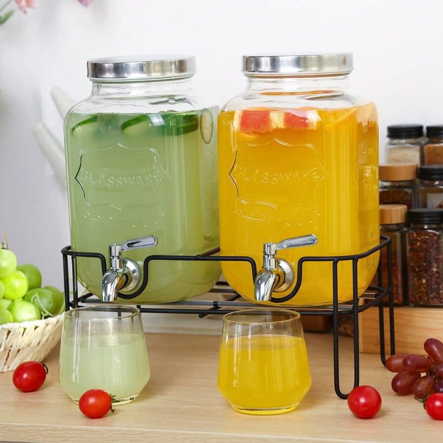 1/2pcs Glass Drinks Dispenser For Parties,1Gallon Beverage Dispenser ...
