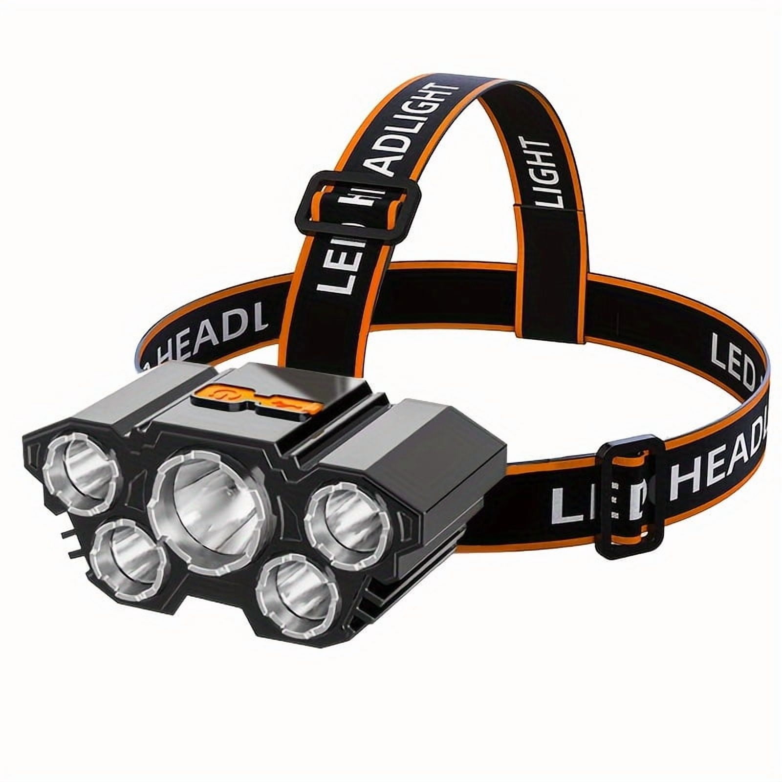 1/2pcs Rechargeable Headlamp 5 LED Bright Head Lamp Lightweight USB ...