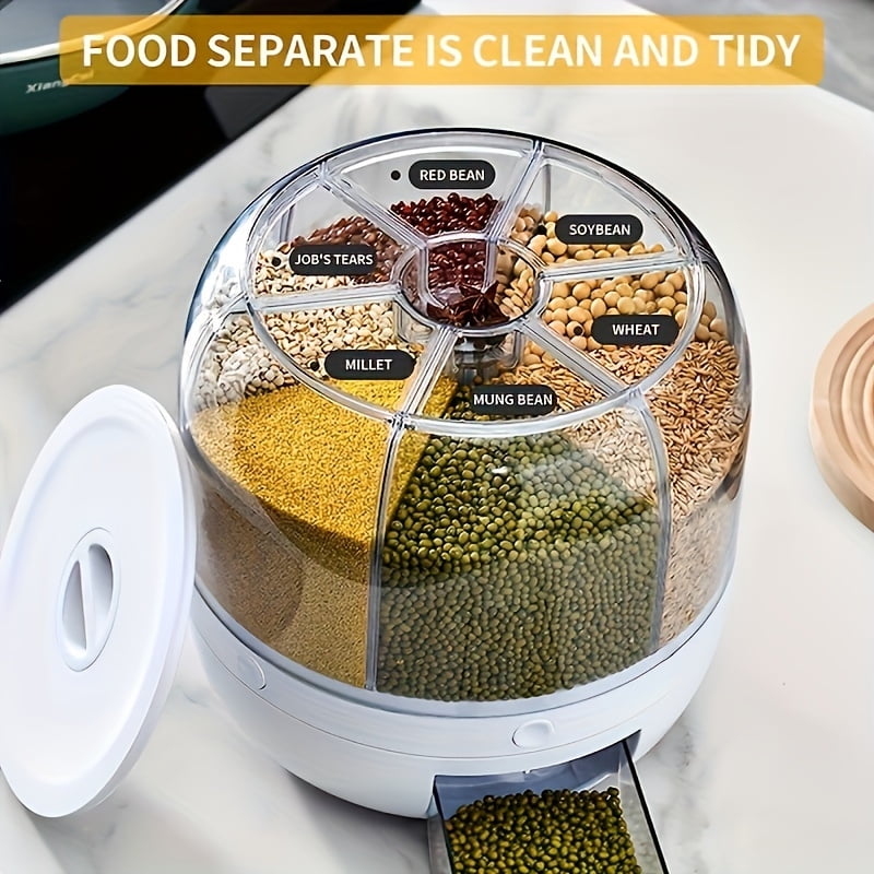 1/2pcs Rotating Rice Bucket, Multi-Grid Large Capacity Grain Storage ...