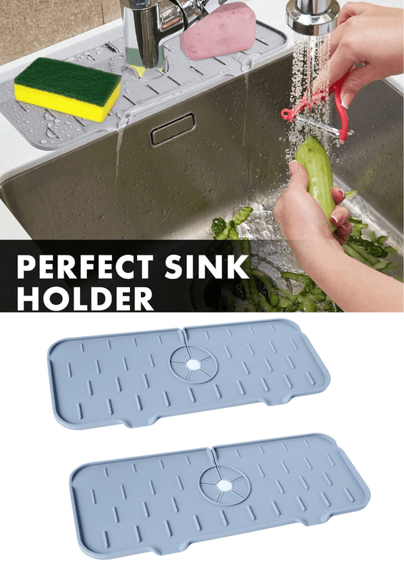 1/2pcs Silicone Faucet Splash Guard, Sink Drip Catcher Tray Mat, Water ...