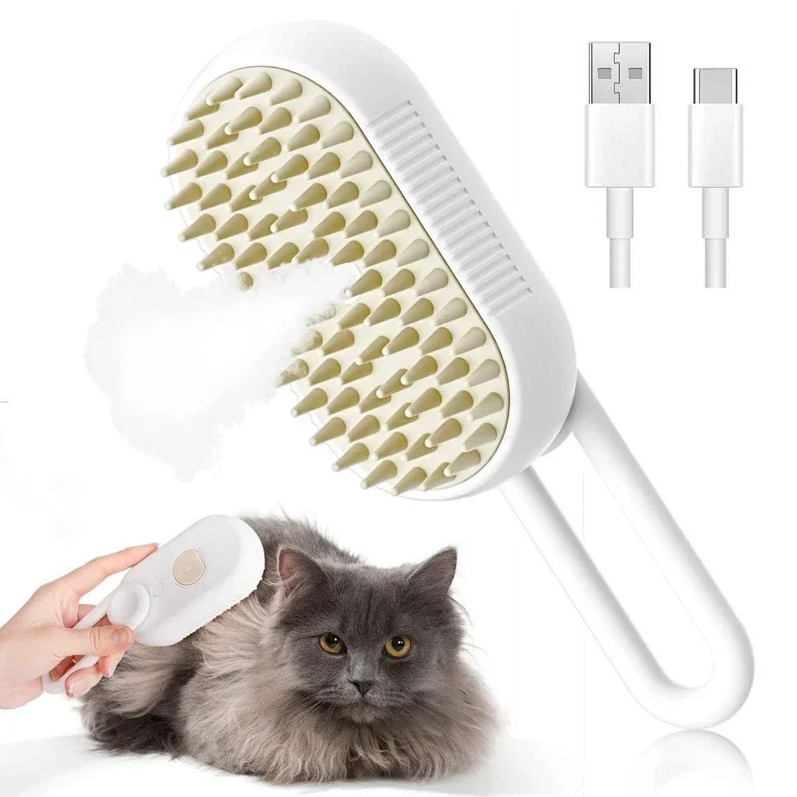 1~2pcs Steam Pet Brush 3-in-1 Massage Dog Steamy Brush Spray Beauty ...