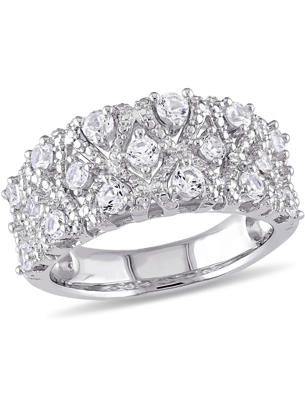 1 3/10 Carat (Ctw) Lab-Created White Sapphire Pave Ring In Sterling ...