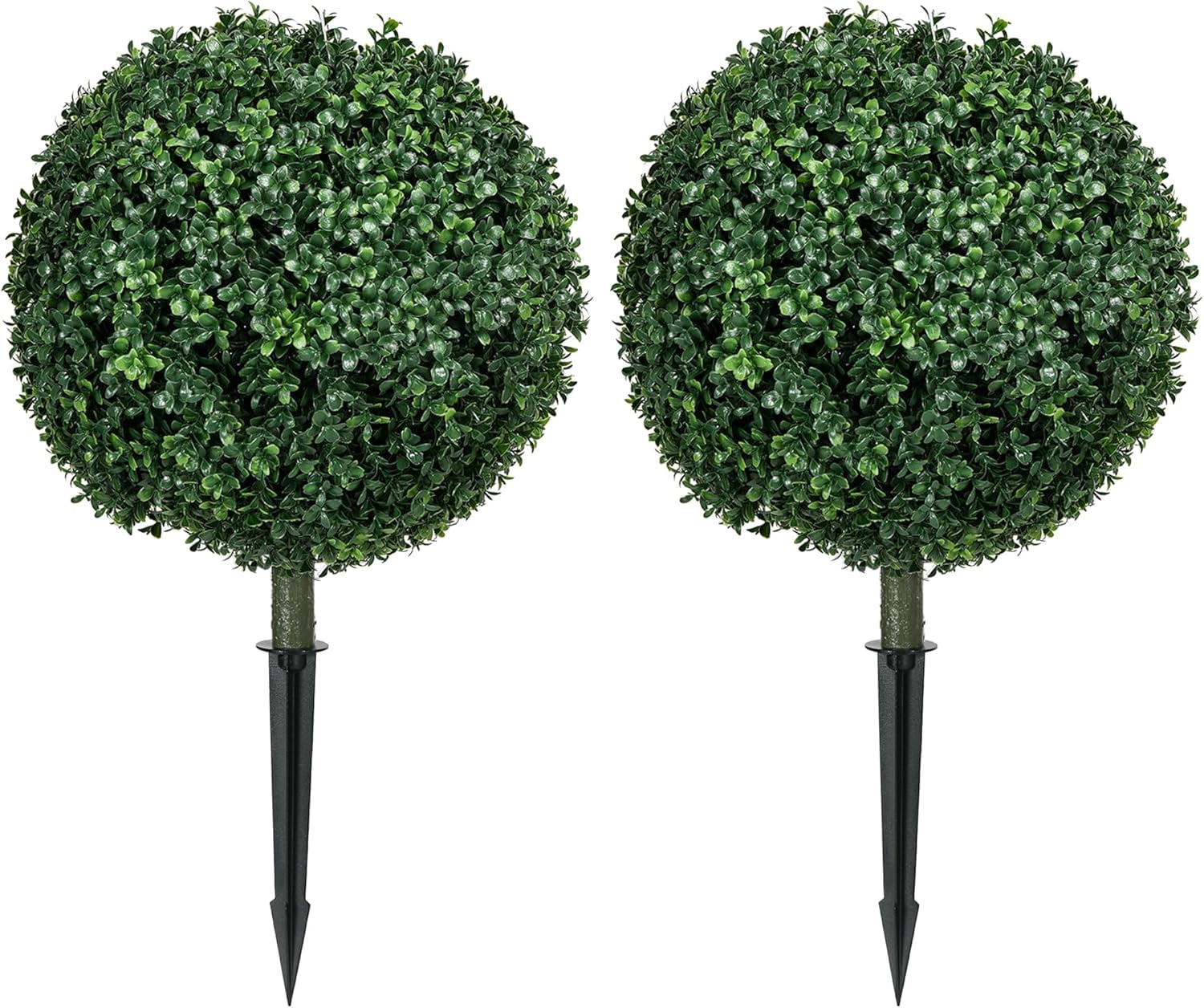 1.3' (15.7") Artificial Boxwood Topiary Trees with Ground Stake, UV ...
