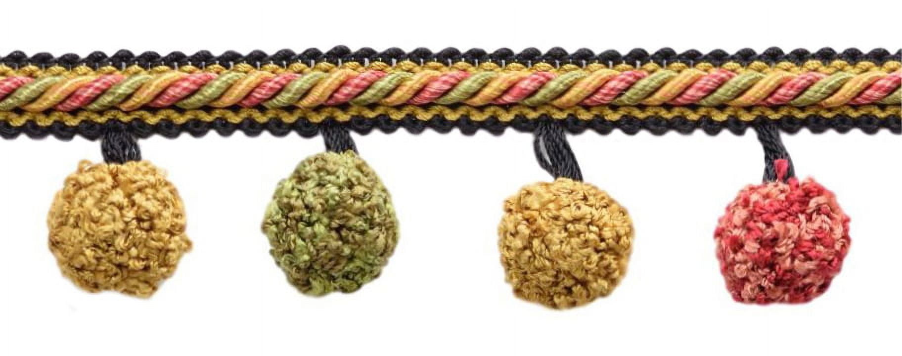 1 3/4" (4cm) Arbor Collection Pompom Tassel Fringe Trim with Decorative ...