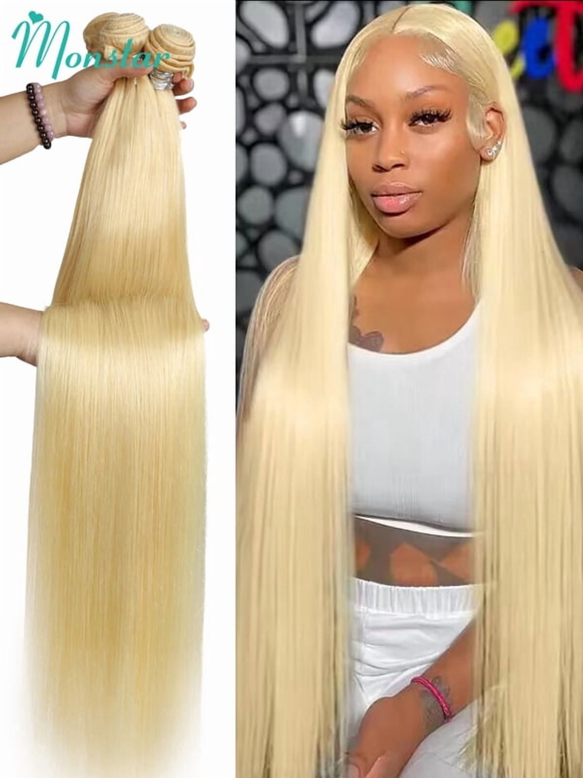 1 3 4 613 Blonde Straight Hair Bundles Brazilian Remy Human Hair ...