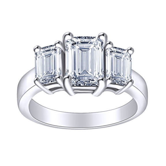 AFFY 1.35 Carat (Ctw) Round White Natural Diamond Three Stone Solitaire ...